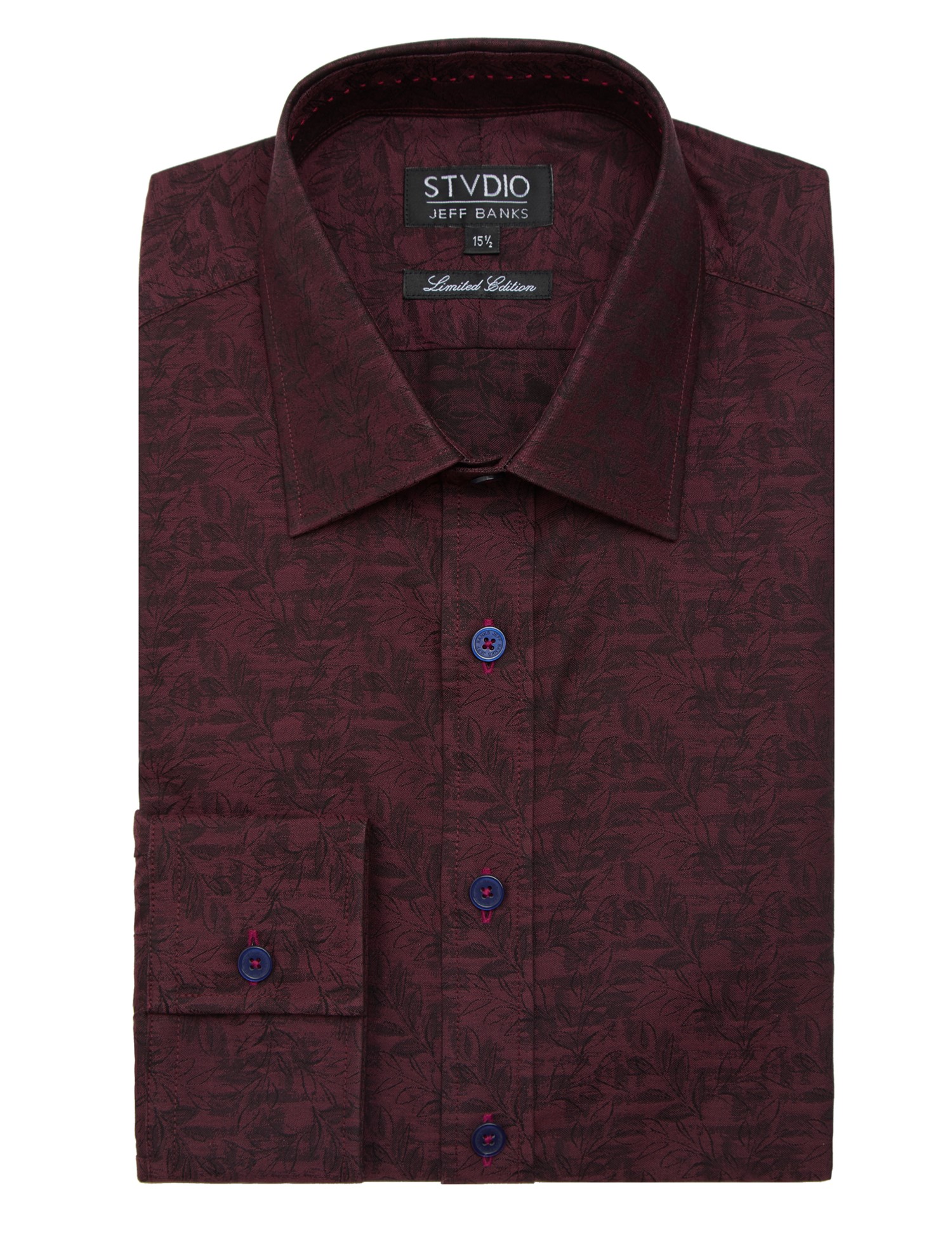 Stvdio by Jeff Banks Black Burgundy Floral Jacquard Shirt- currently ...