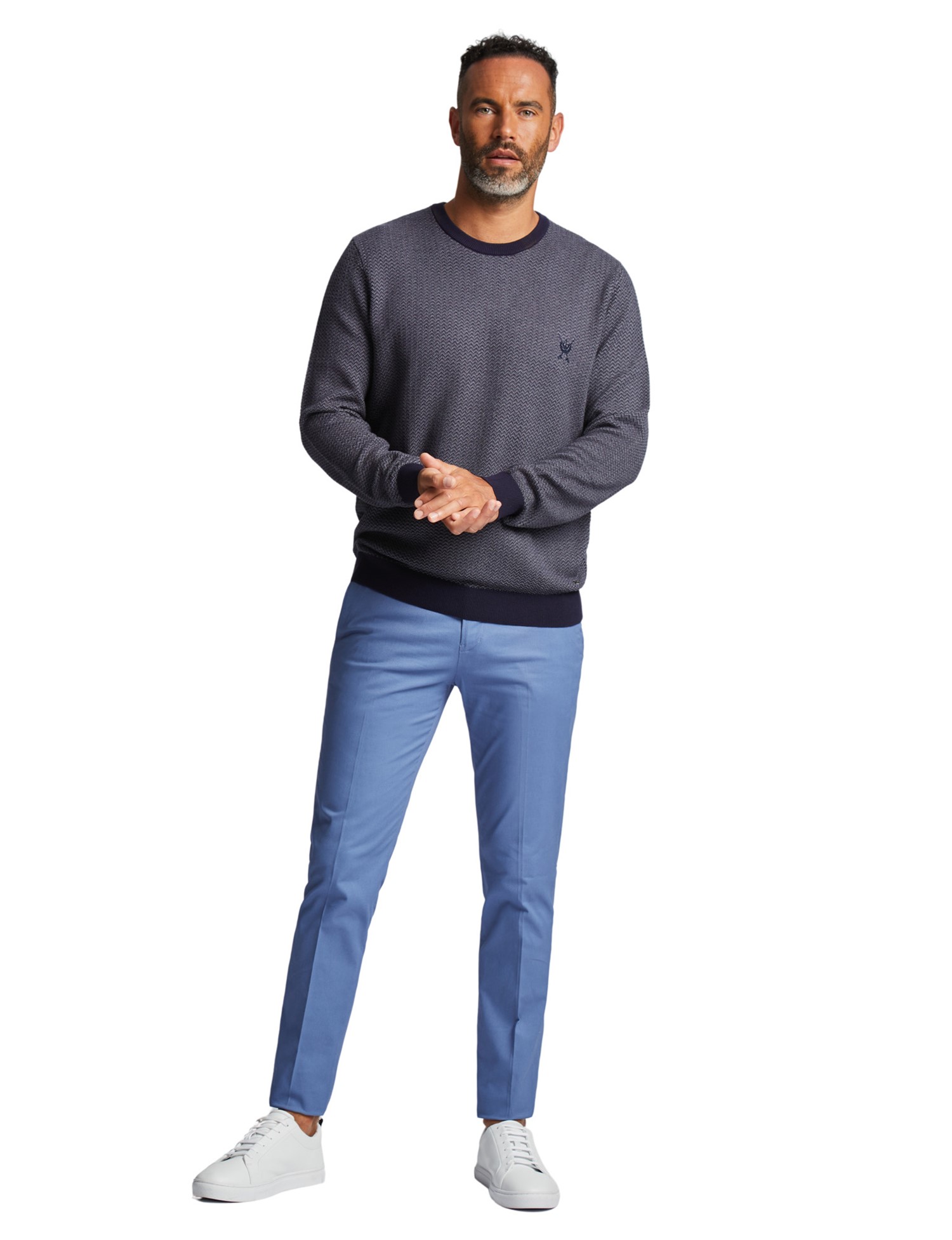 Jeff Banks BUNDLE STITCH CREW KNIT- currently unavailable Navy | Jeff Banks