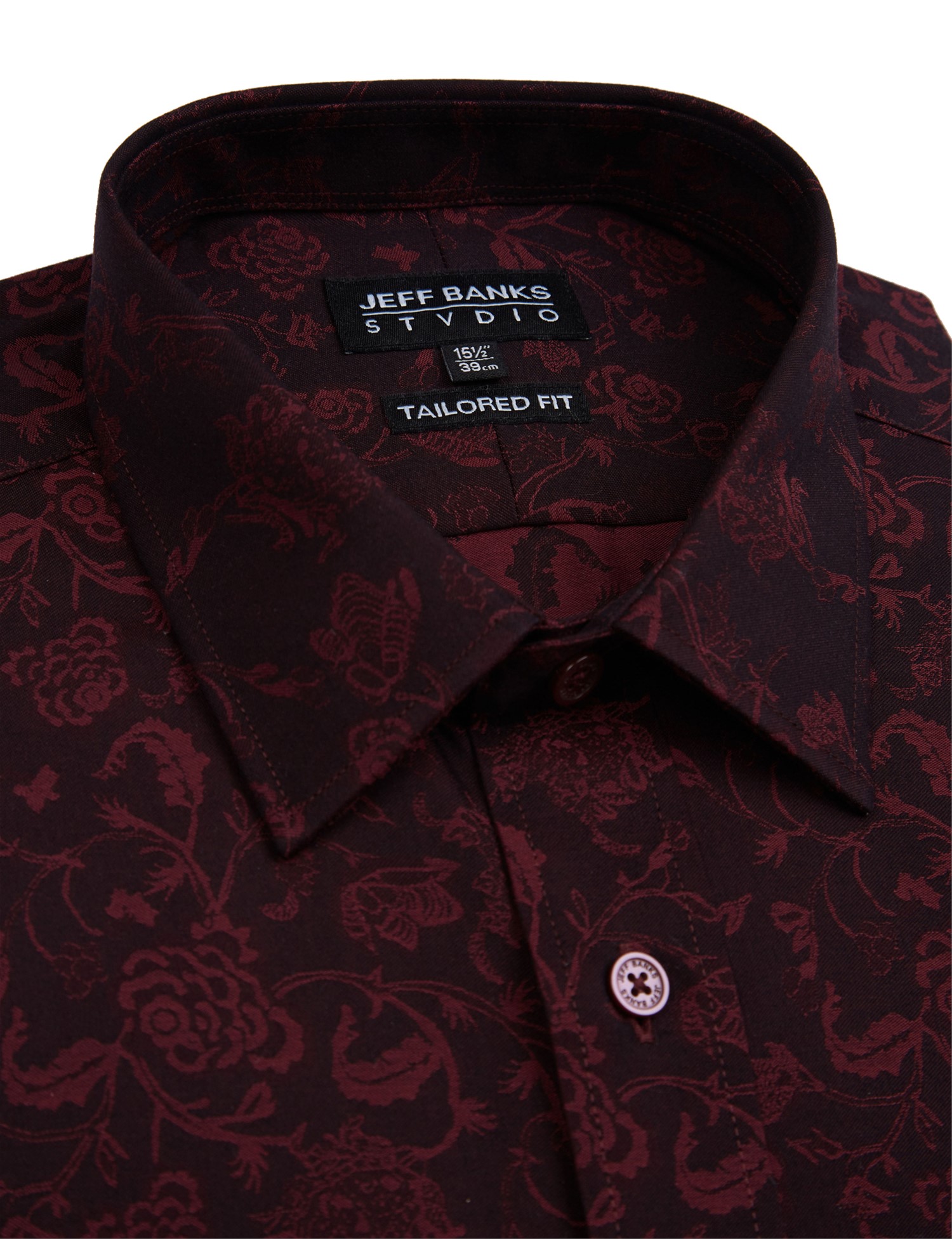 Stvdio by Jeff Banks Jeff Banks Burgundy Long Sleeve Floral Jacquard ...