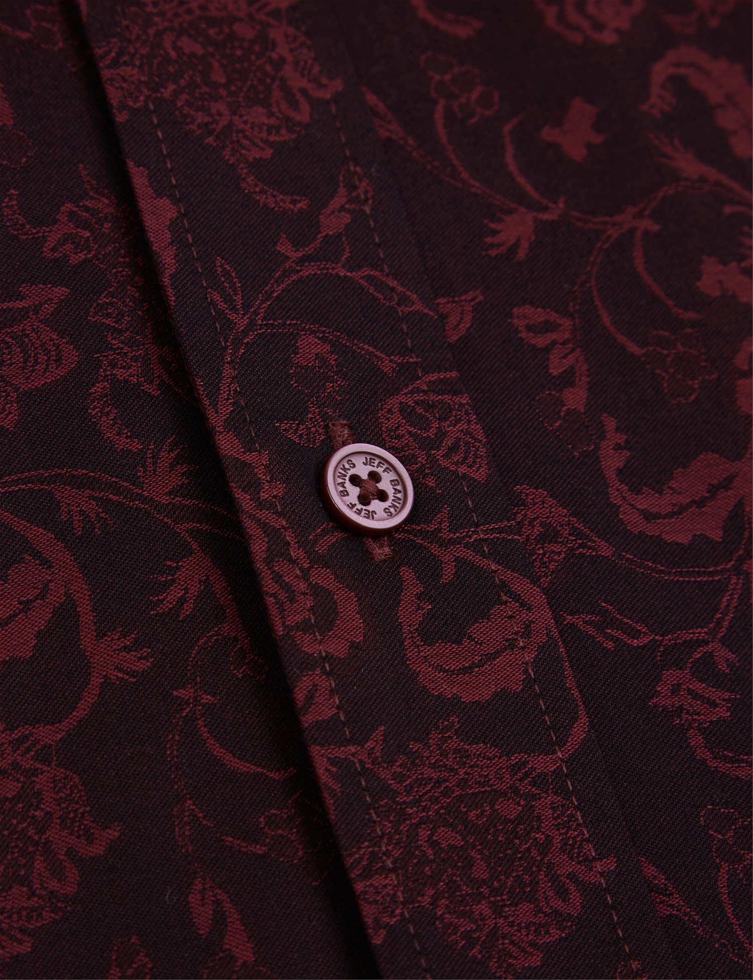 Stvdio by Jeff Banks Jeff Banks Burgundy Long Sleeve Floral Jacquard ...